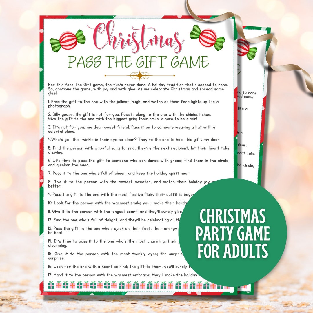 Christmas Pass the Gift Game, Christmas Left Right Game Friendsmas ...