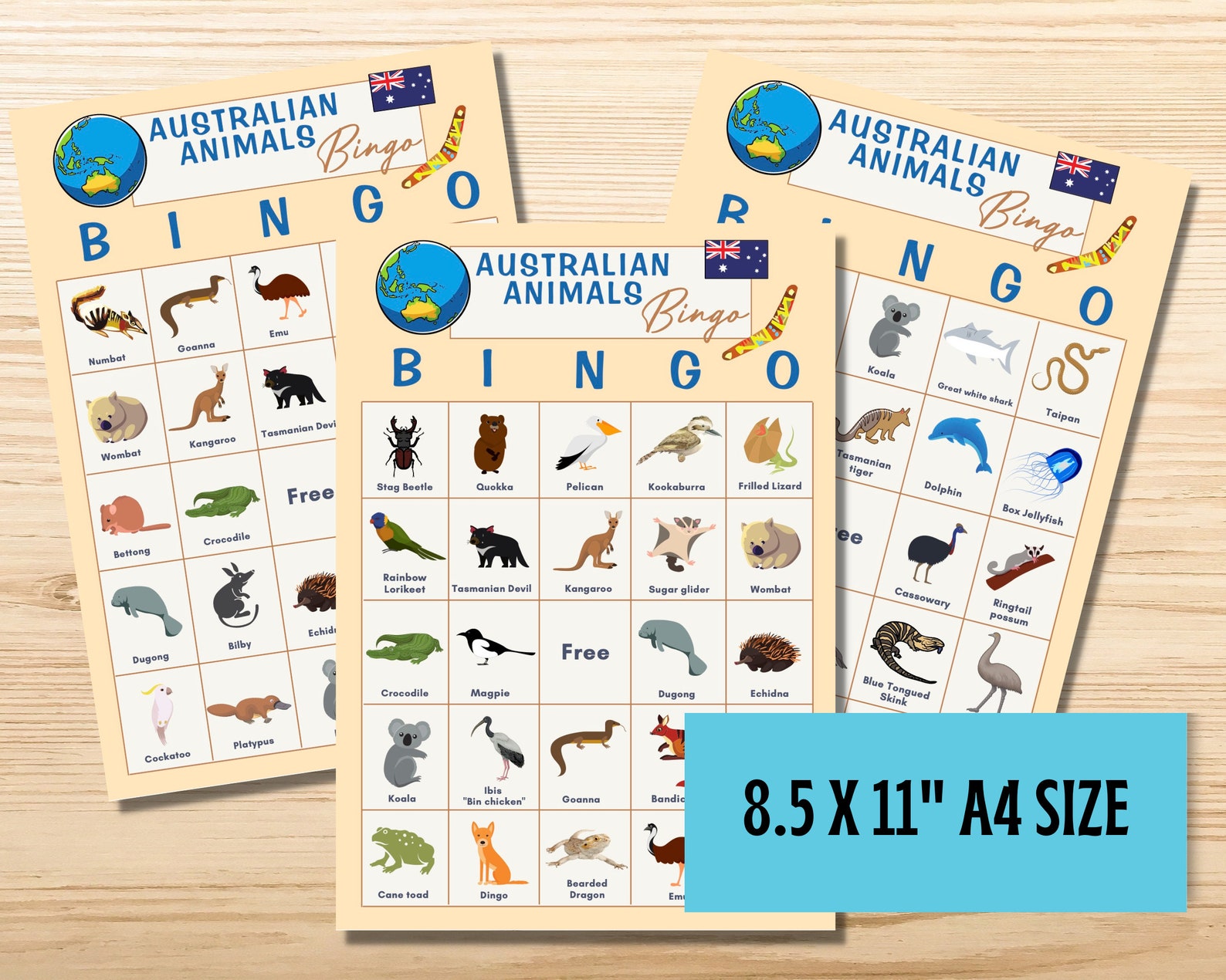 Australian Animals Bingo for Kids, Australia Animal Bingo Cards ...