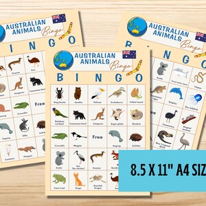 Australian Animals Bingo Printable for Kids Australia Animal - Etsy