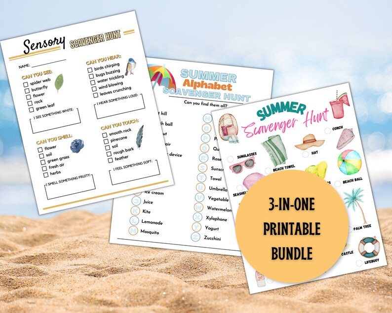 Summer Scavenger Hunt Printable for Kids, Summer Printable Bundle ...