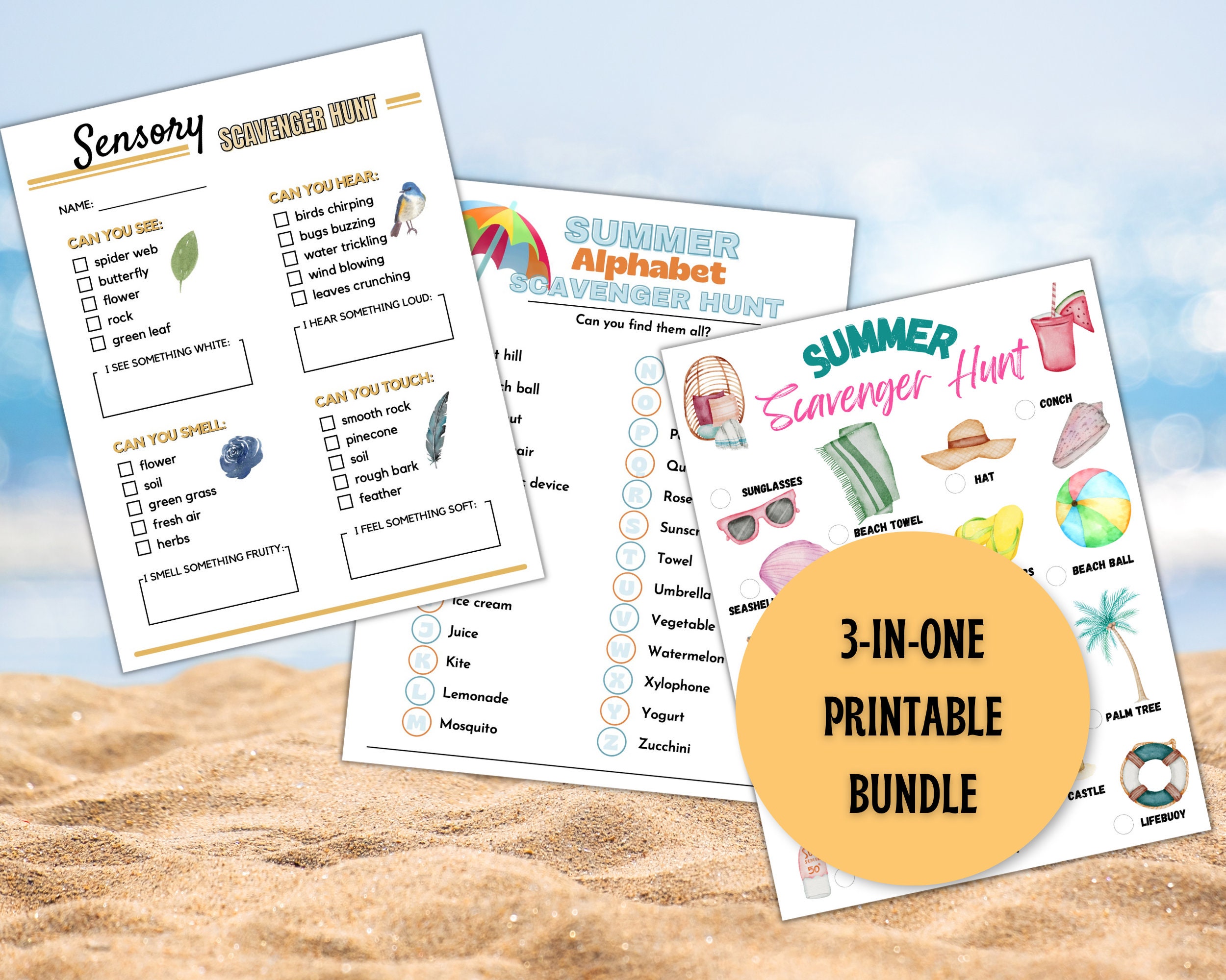 Summer Scavenger Hunt Printable for Kids Summer Printable Bundle ...