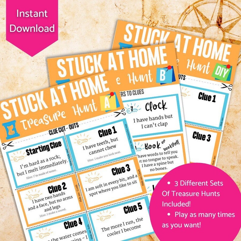 Stuck at Home Indoor Treasure Hunt Indoor Scavenger Hunt Printable Kids ...