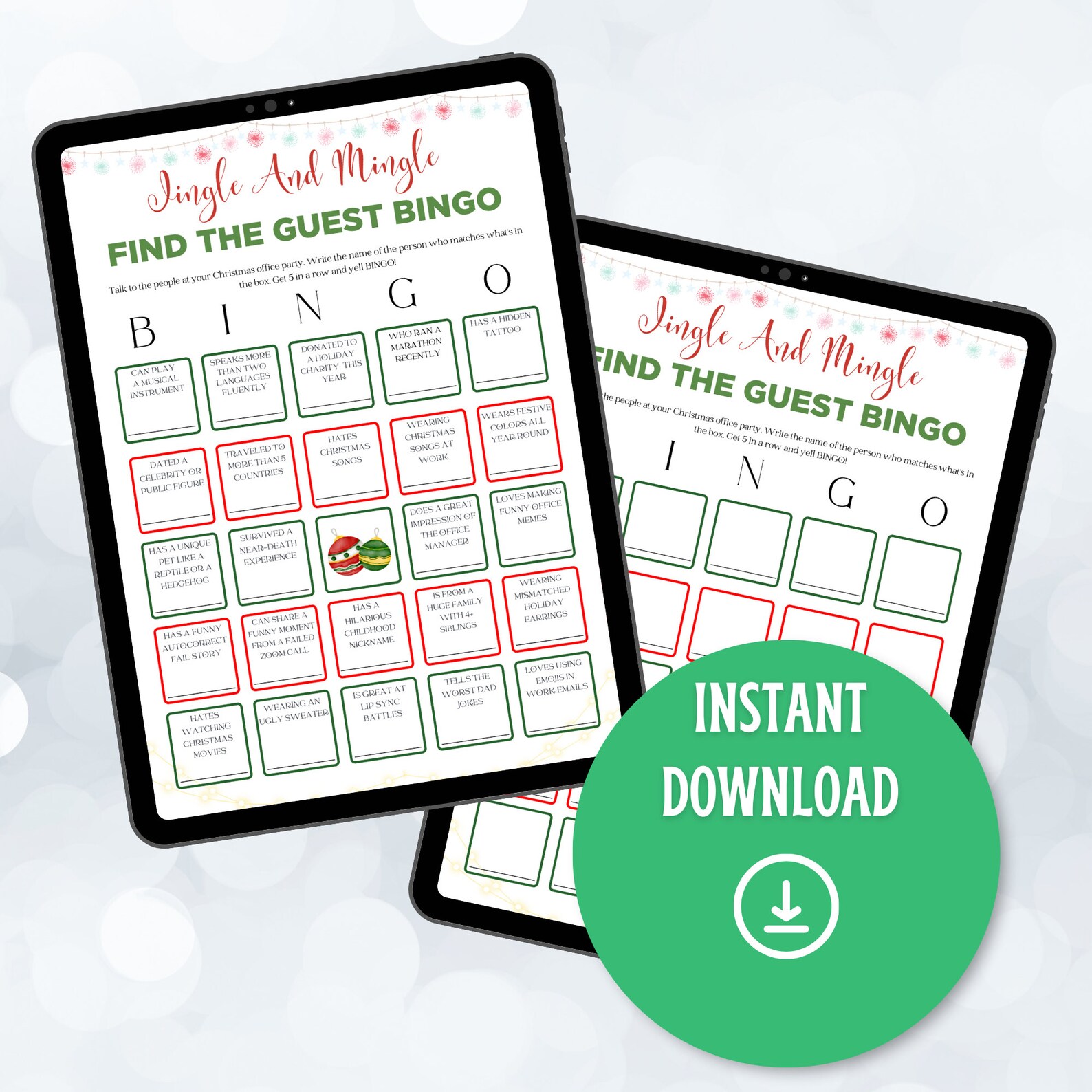 Jingle and Mingle Bingo, Coworker Bingo, Friendsmas Games, Holiday Ice ...