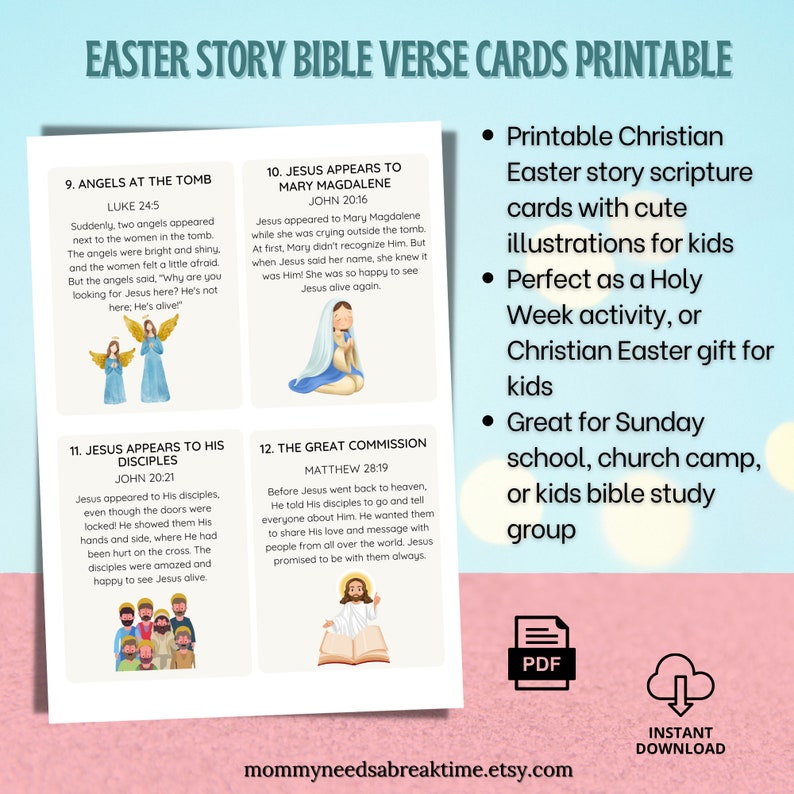 Easter Scripture Cards for Kids | Holy Week Printable Easter Story ...