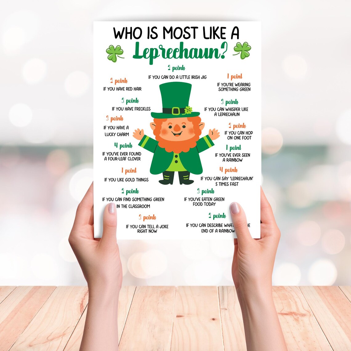 Who is Most Like A Leprechaun, St Patricks Activity St Pattys Party ...