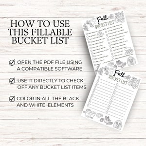 Fillable Fall Bucket List Printable, Fall Coloring Page Fall Activities ...
