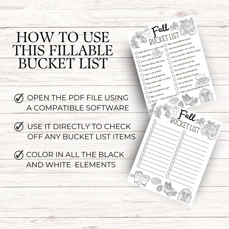 Fillable Fall Bucket List Printable, Fall Coloring Page Fall Activities ...