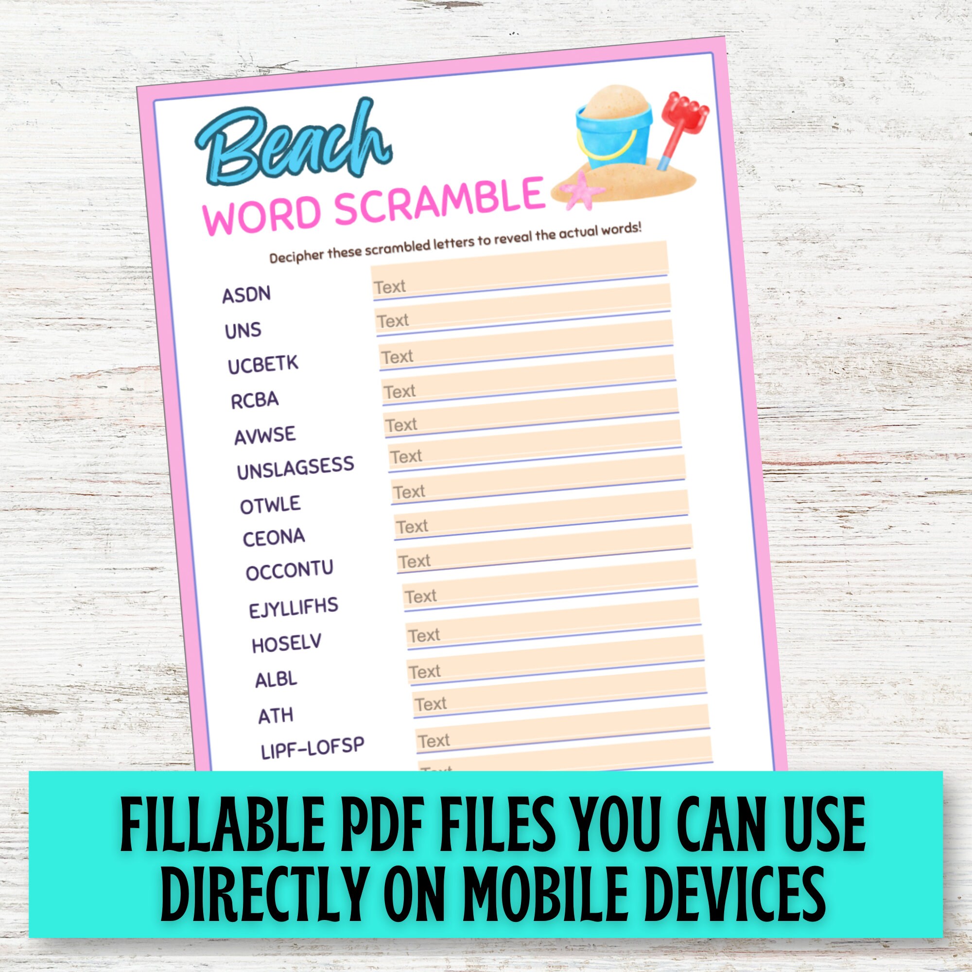 Beach Word Scramble Summer Party Games, Preschool Alphabet Activities ...