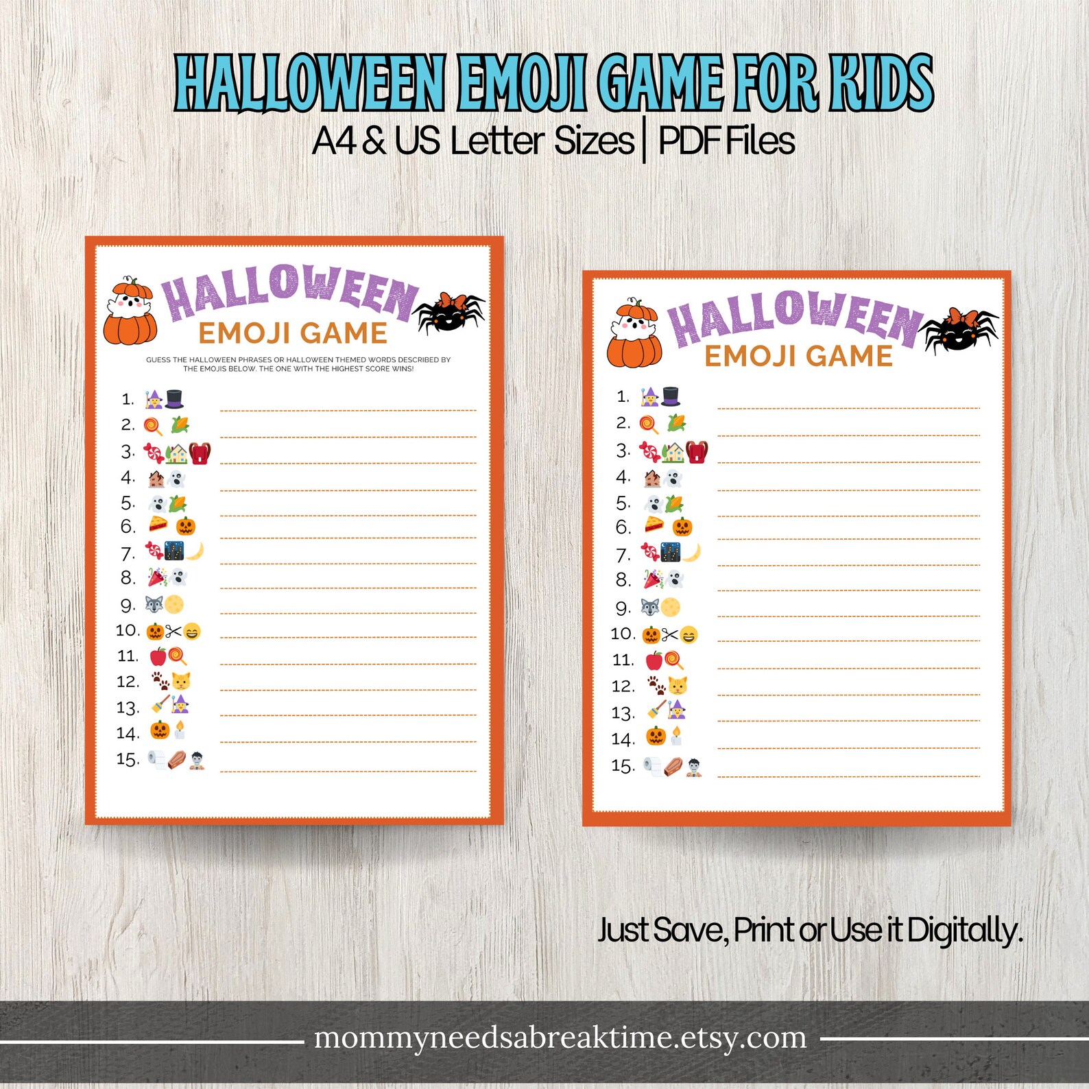 Halloween Emoji Game Halloween Words | Halloween Emoji Pictionary ...