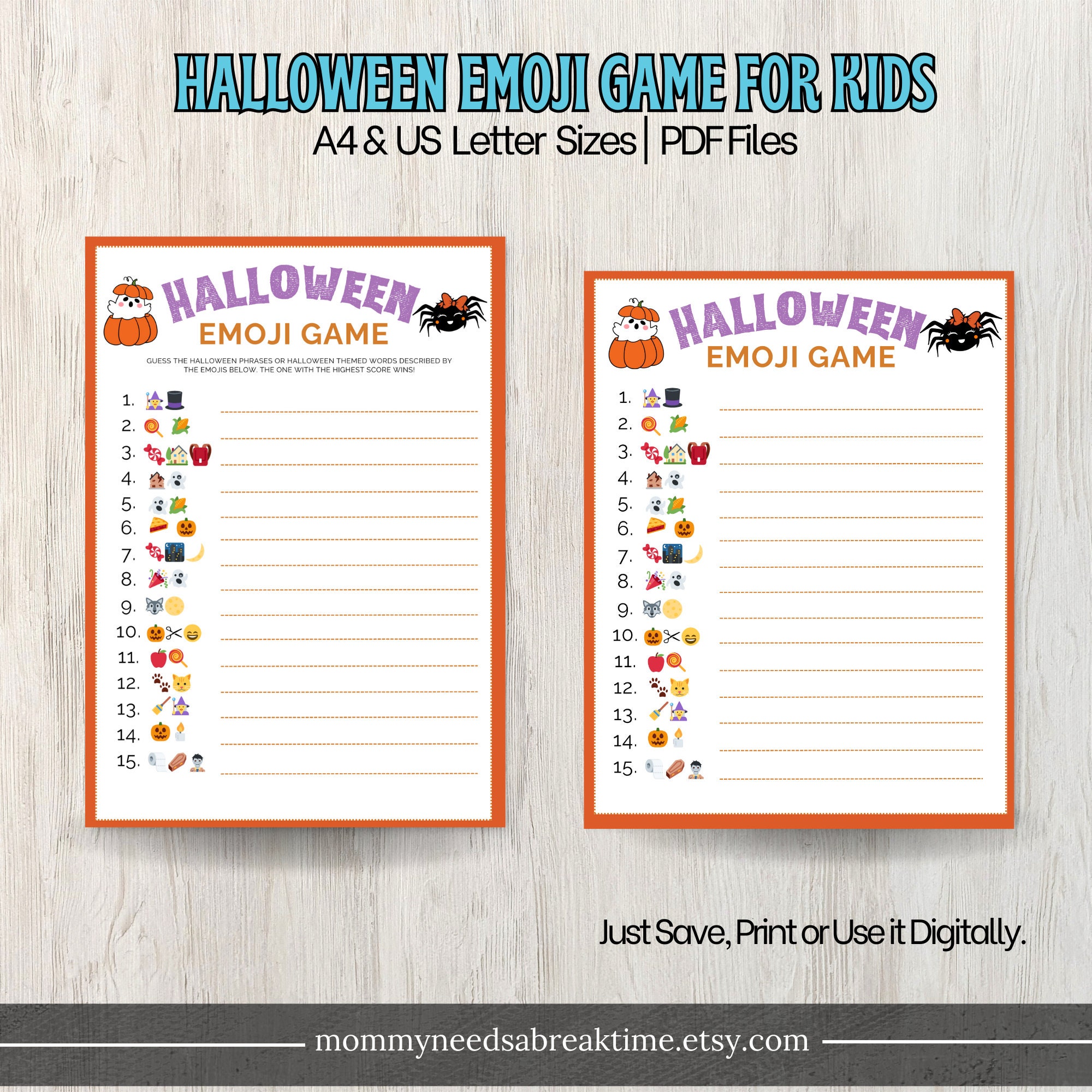 Halloween Emoji Game Halloween Words | Halloween Emoji Pictionary ...