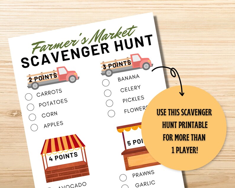 Farmers Market Scavenger Hunt for Kids, Outdoor Scavenger Hunt for Kids ...