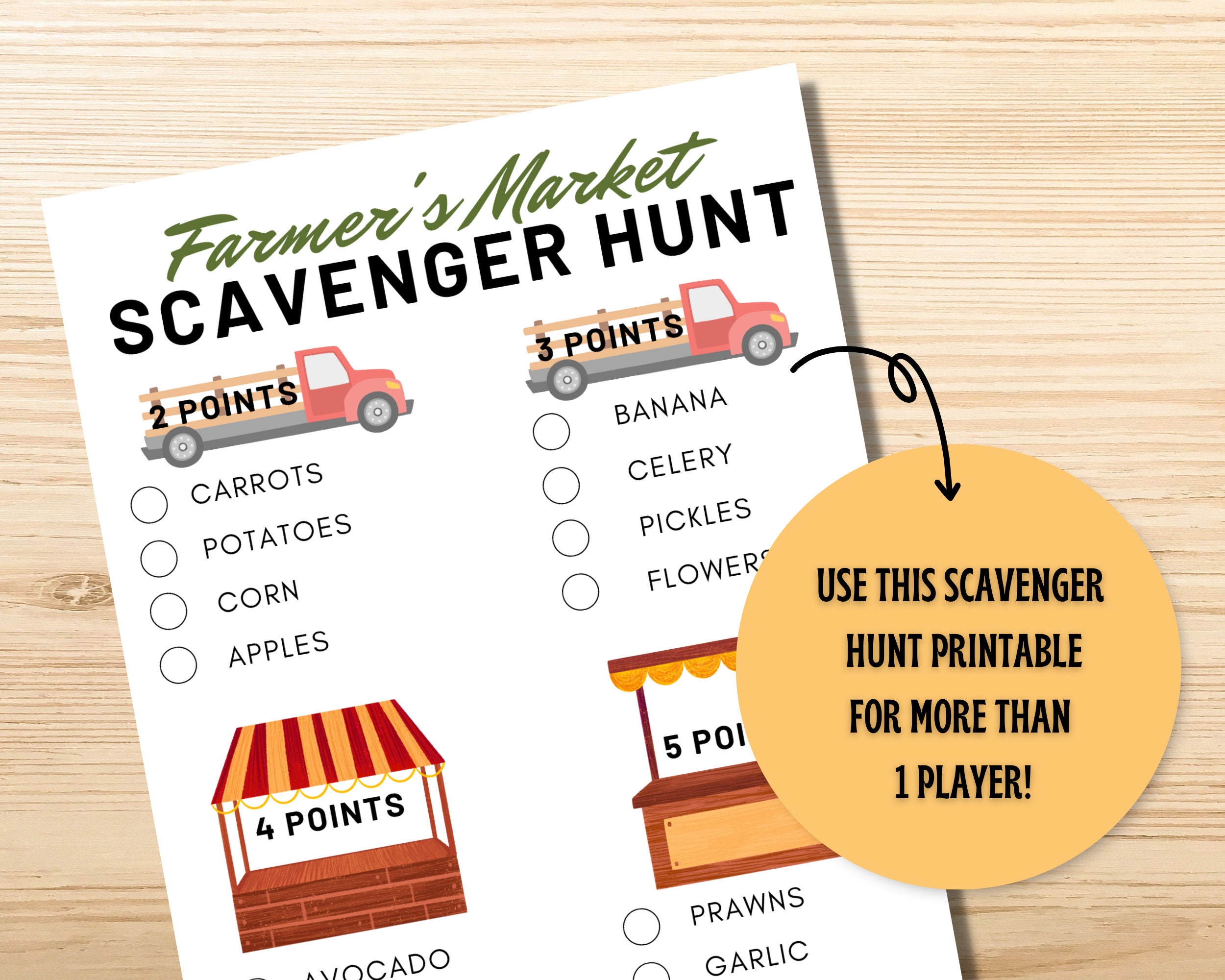 Farmers Market Scavenger Hunt for Kids, Outdoor Scavenger Hunt for Kids ...
