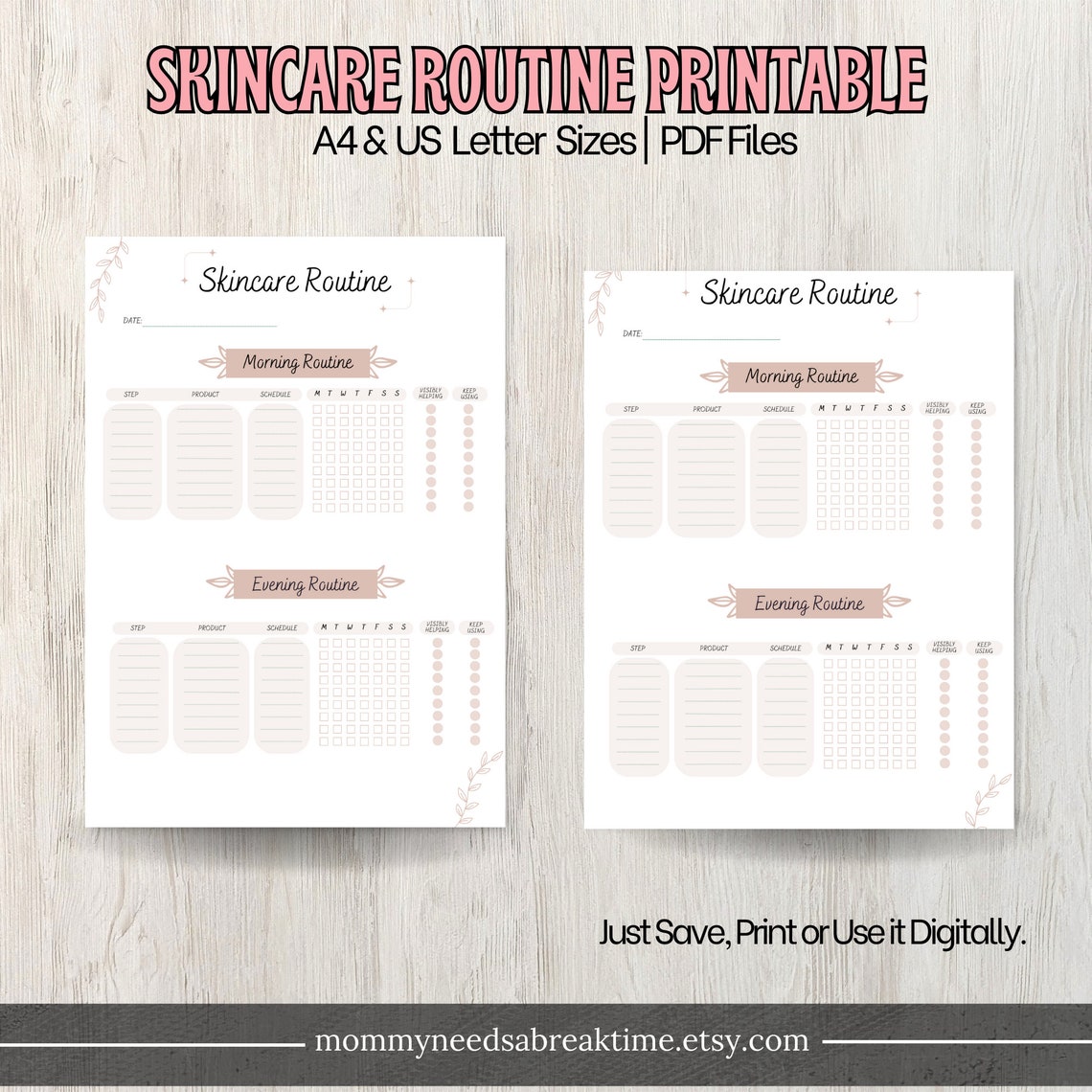 Skin Care Routine Printable Fillable Skin Care Products Skin Care ...