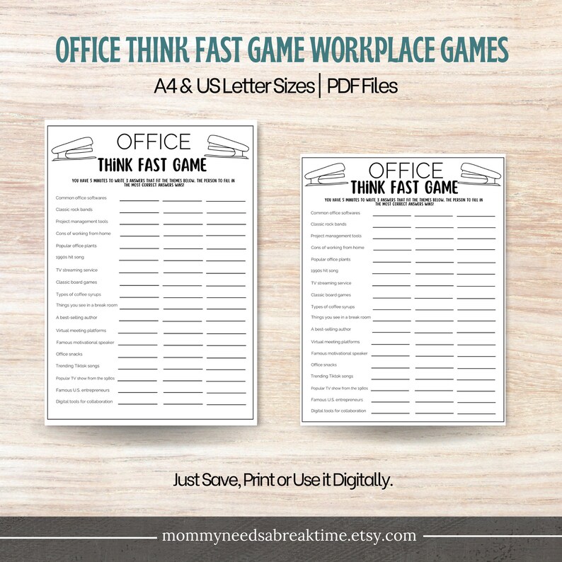 Office Think Fast Game Team Building Games, Coworker Games Workplace ...