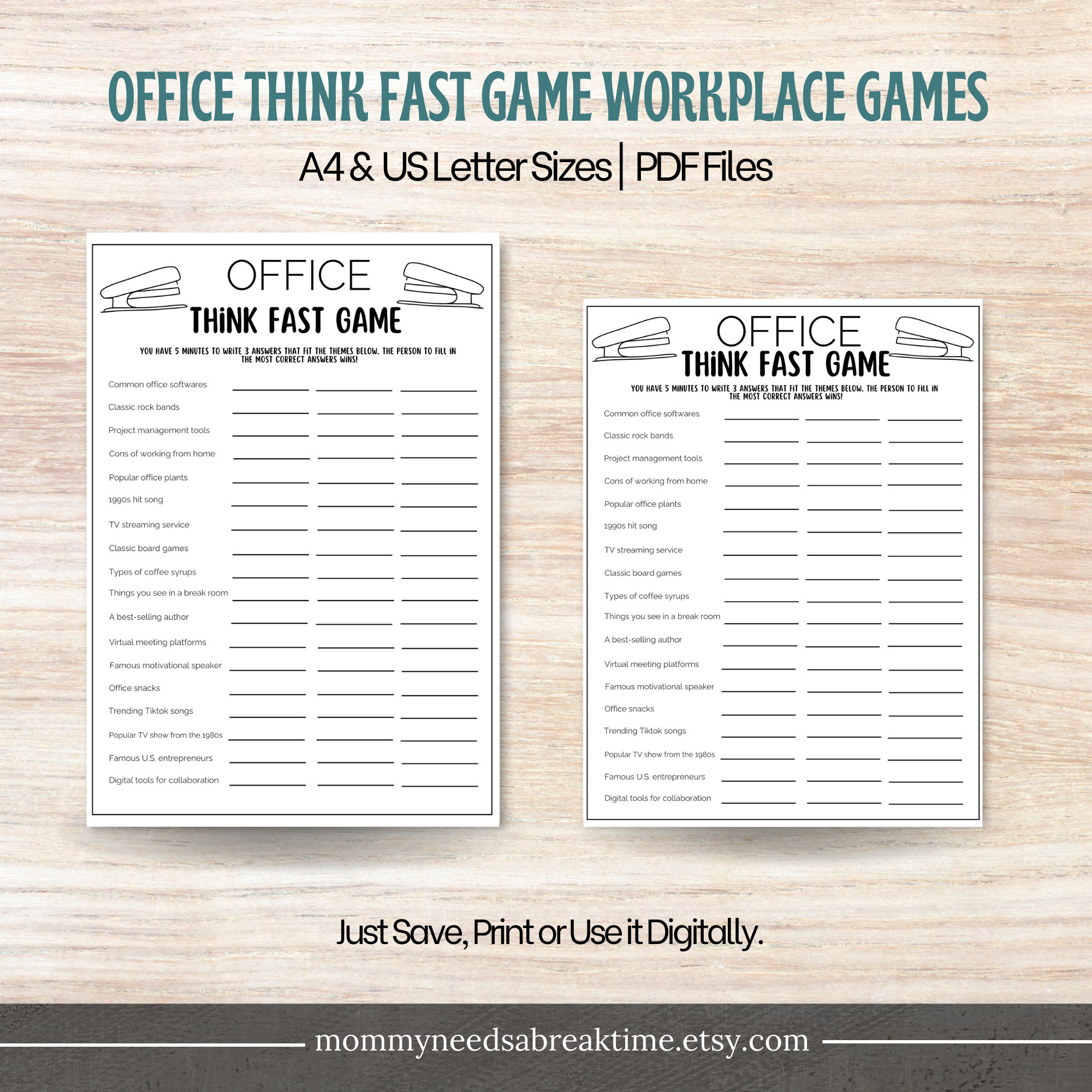 Office Think Fast Game Team Building Games, Coworker Games Workplace ...
