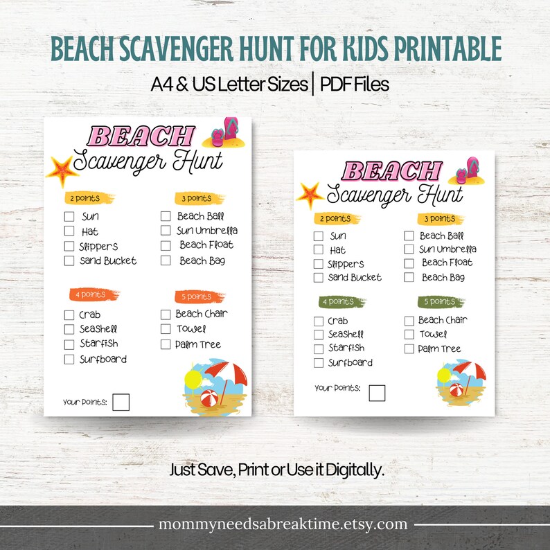 Beach Scavenger Hunt, Summer Party Games, Summer Camp Activity, Summer ...
