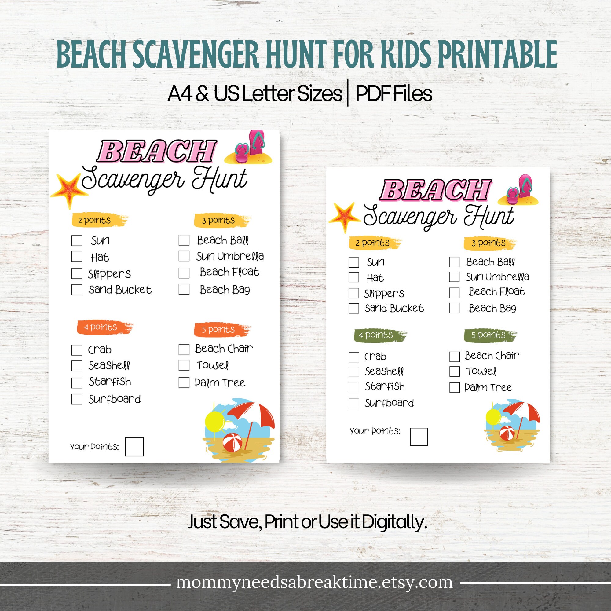 Beach Scavenger Hunt, Summer Party Games, Summer Camp Activity, Summer ...
