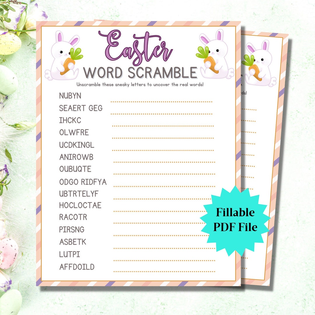 Easter Word Scramble Montessori Busy Book, Easter Word Games Spring ...
