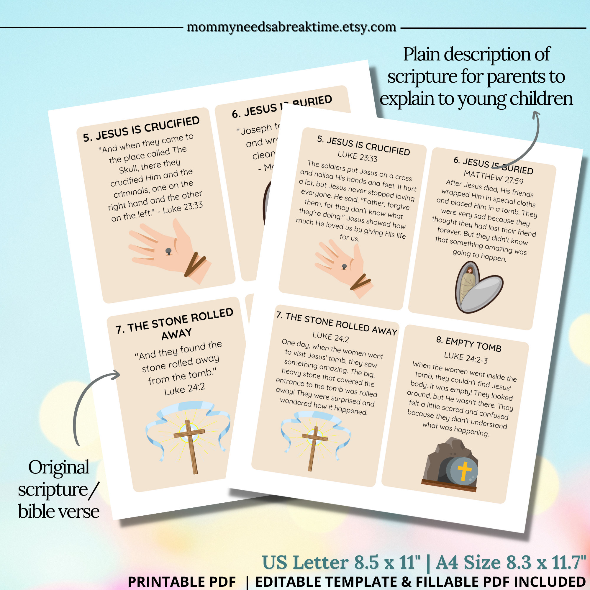 Easter Scripture Cards for Kids | Holy Week Printable Easter Story ...