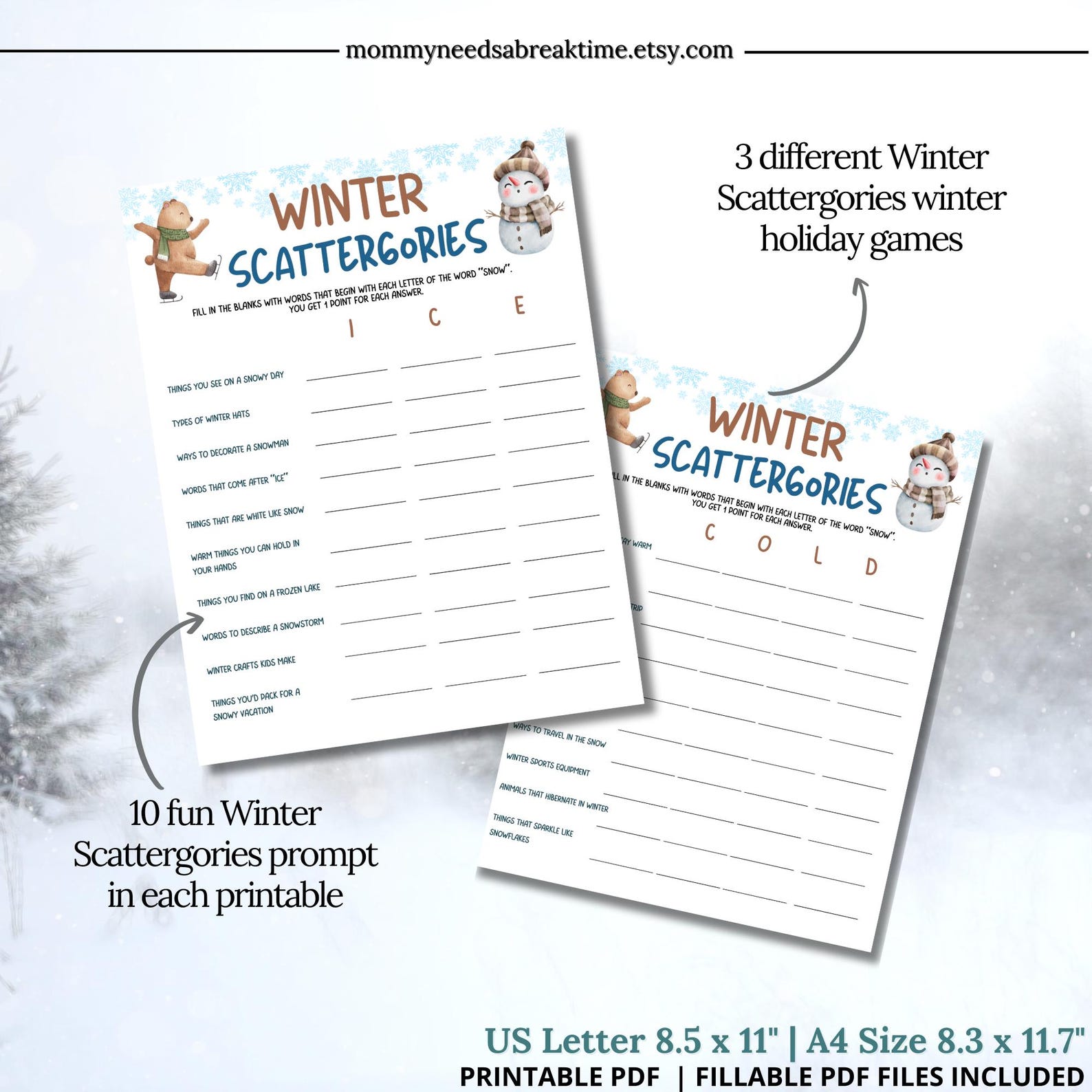Winter Scattergories, Winter Party Games Winter Classroom Games Class ...