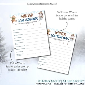 Winter Scattergories, Winter Party Games Winter Classroom Games Class ...