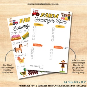 Farm Scavenger Hunt Printable, on the Farm Activity Outdoor Learning ...