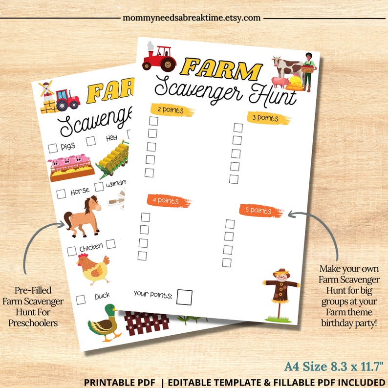 Farm Scavenger Hunt Printable on the Farm Activity Outdoor Learning ...