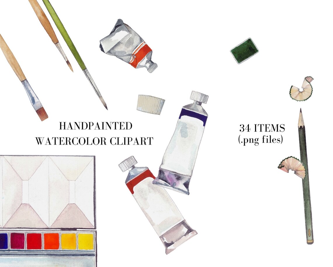 ART SUPPLIES CLIPART I Hand Drawn Clipart I Clipart for Artists I ...