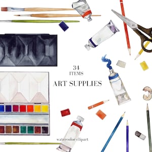 ART SUPPLIES CLIPART I Hand Drawn Clipart I Clipart for Artists I ...