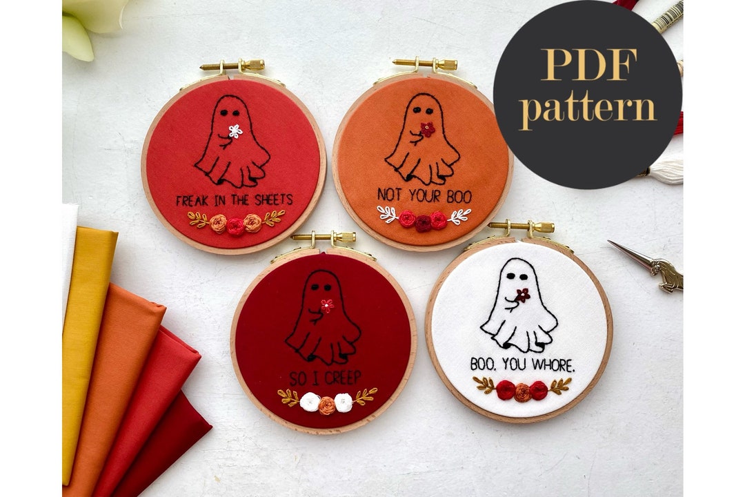 Snarky Ghost Set // Embroidery PDF Pattern Download 4 Inch Patterns - Etsy