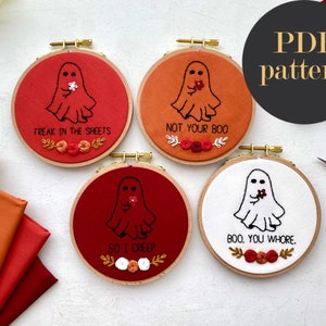 Snarky Ghost Set // Embroidery PDF Pattern Download 4 Inch Patterns - Etsy
