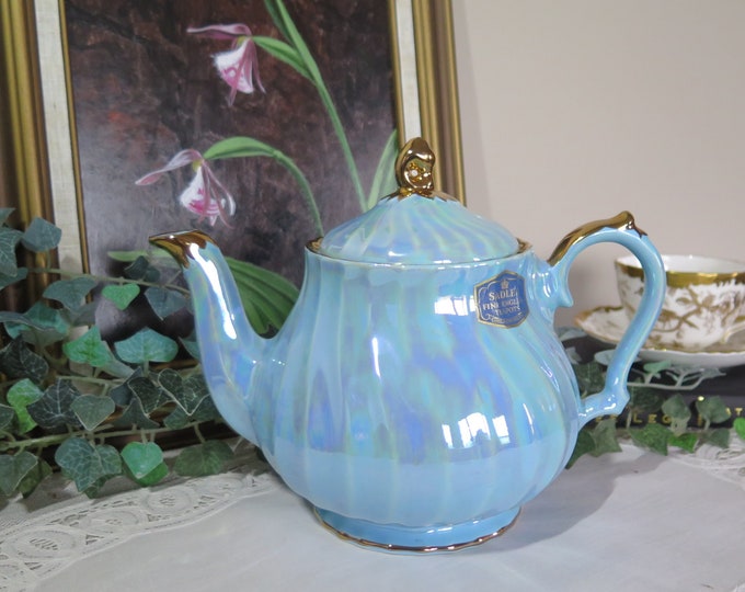 Sadler Blue Iridescent Lustreware Teapot #2746 - Etsy
