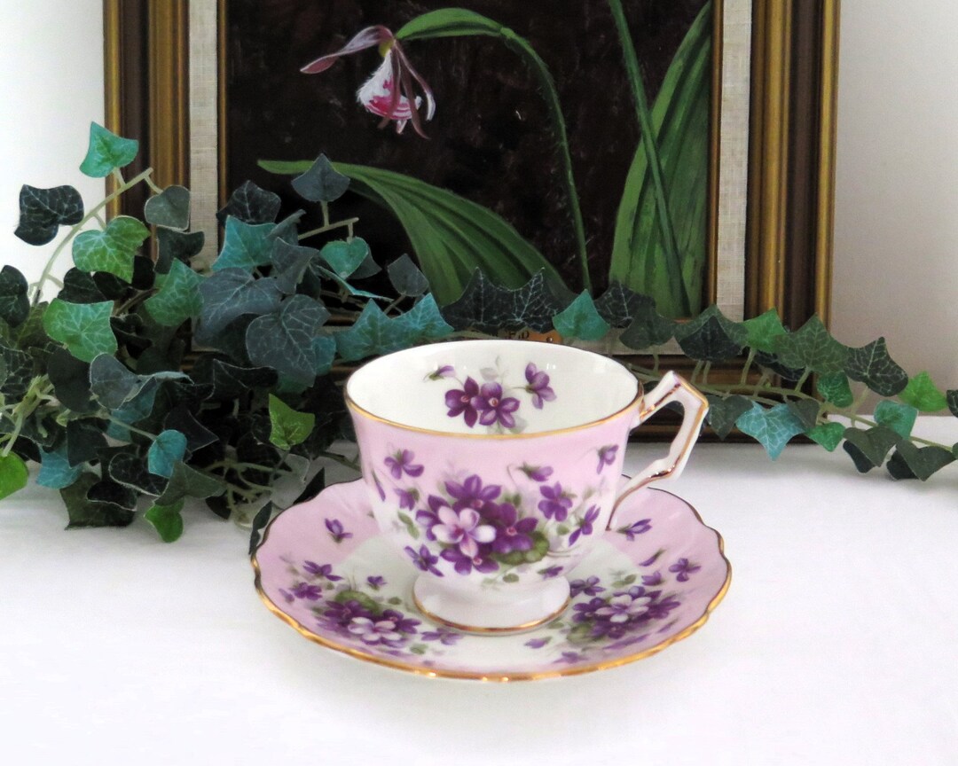 Aynsley - Rare "violette" Pink Band Crocus Shape Teacup and Saucer - Etsy