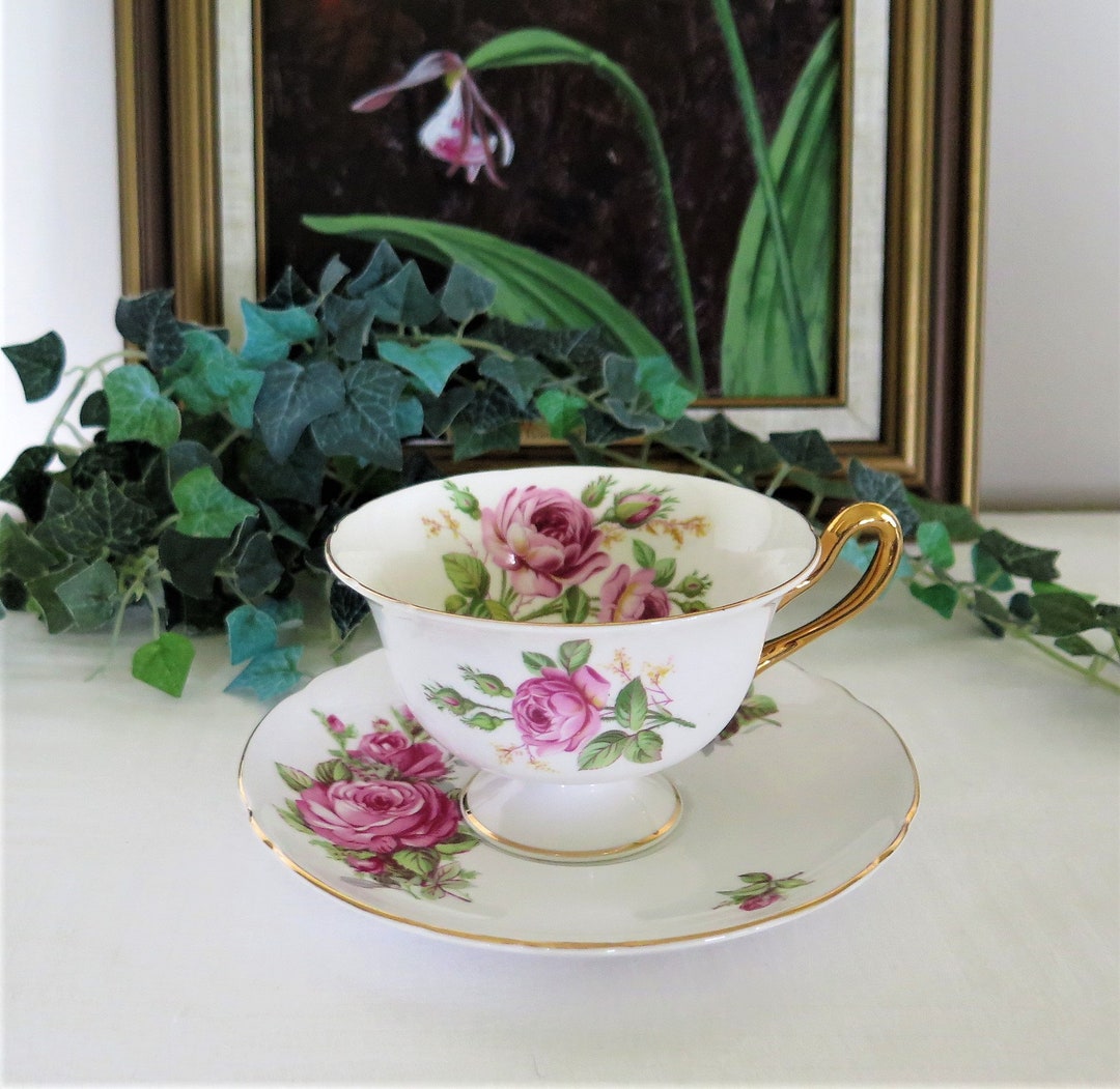 Shelley Pink Roses Mismatched Gainsborough Shape Teacup and - Etsy