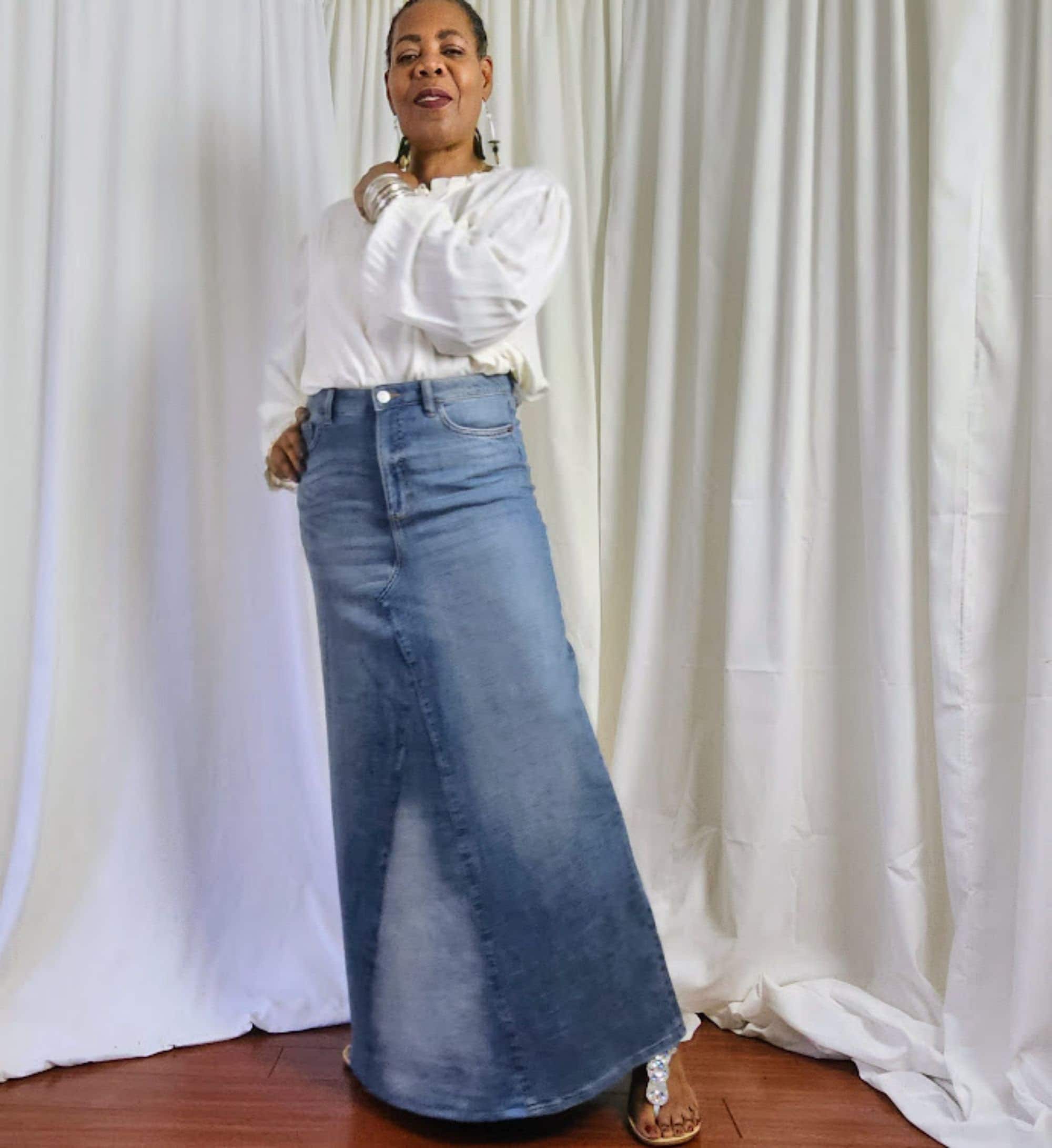Stylish Denim Maxi Skirt: Enhance Your Boho Chic Look With This Flared ...