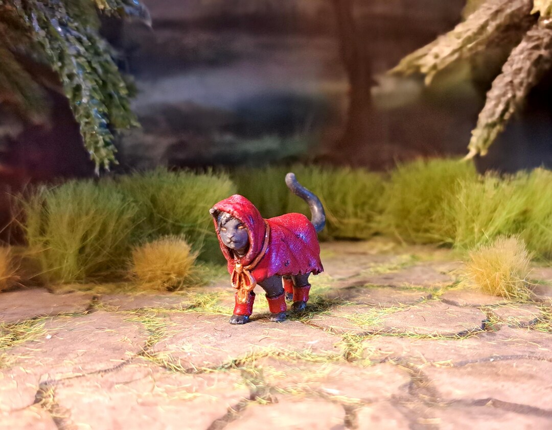 1:12 Scale Red Riding Hood Cat Figurine Miniature Diorama Rogue Cat - Etsy