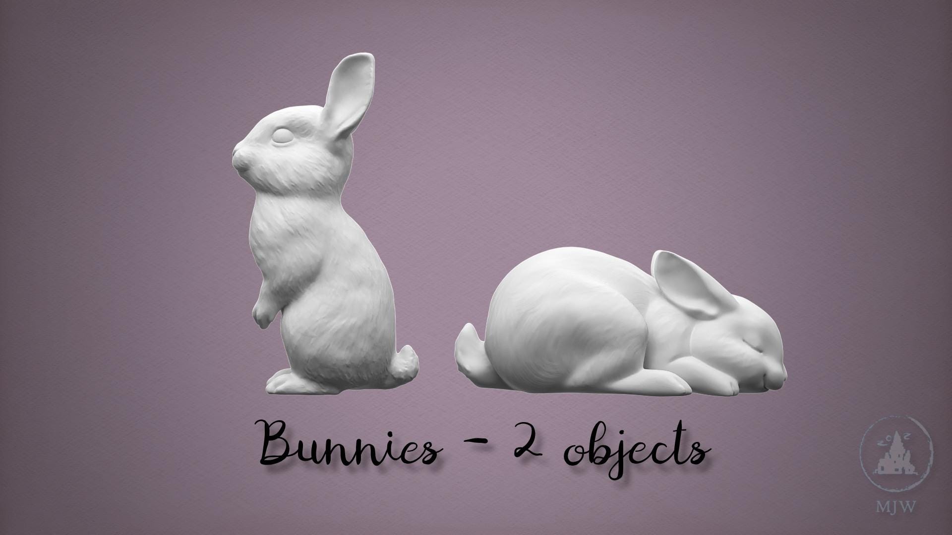 Bunny Miniature Set STL – Sleeping & Standing Rabbits for Dollhouse ...