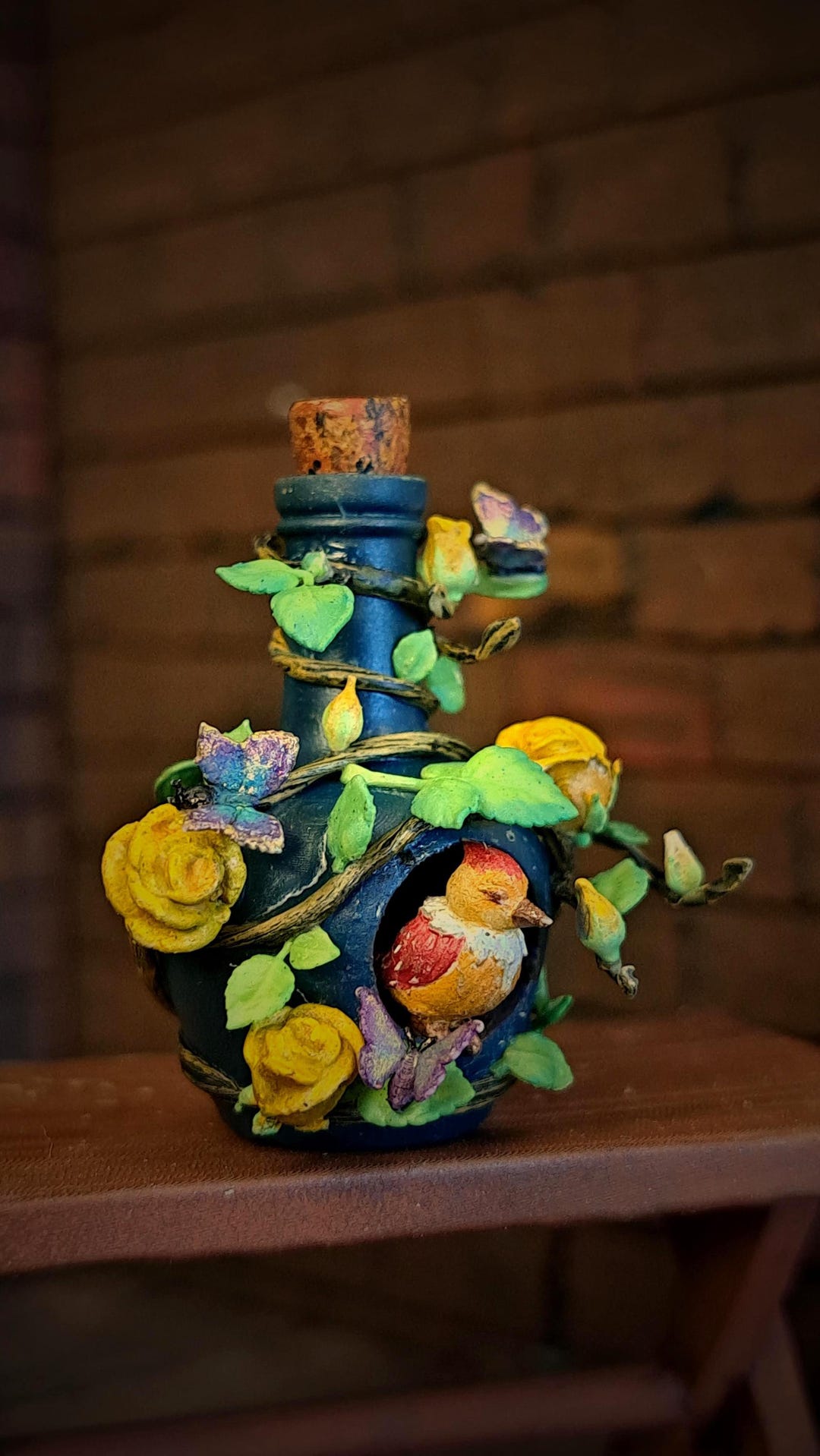 Miniature Bird Sanctuary Potion Bottle | Fantasy Bottle With Flowers ...
