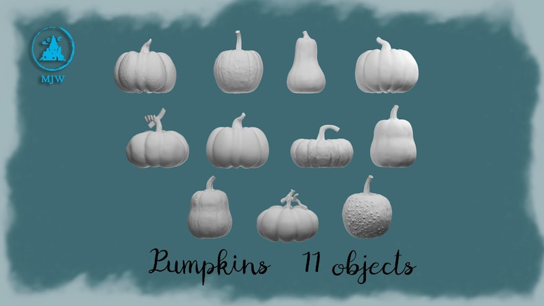 Miniature Pumpkins Set: 3D Printable STL Files for Dollhouse (digital ...