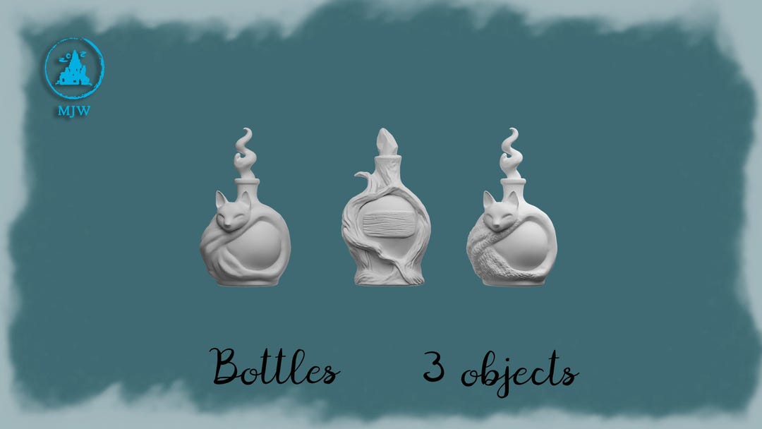 Miniature Witch Potion Bottles: 3D STL Files for Dollhouse Decor ...