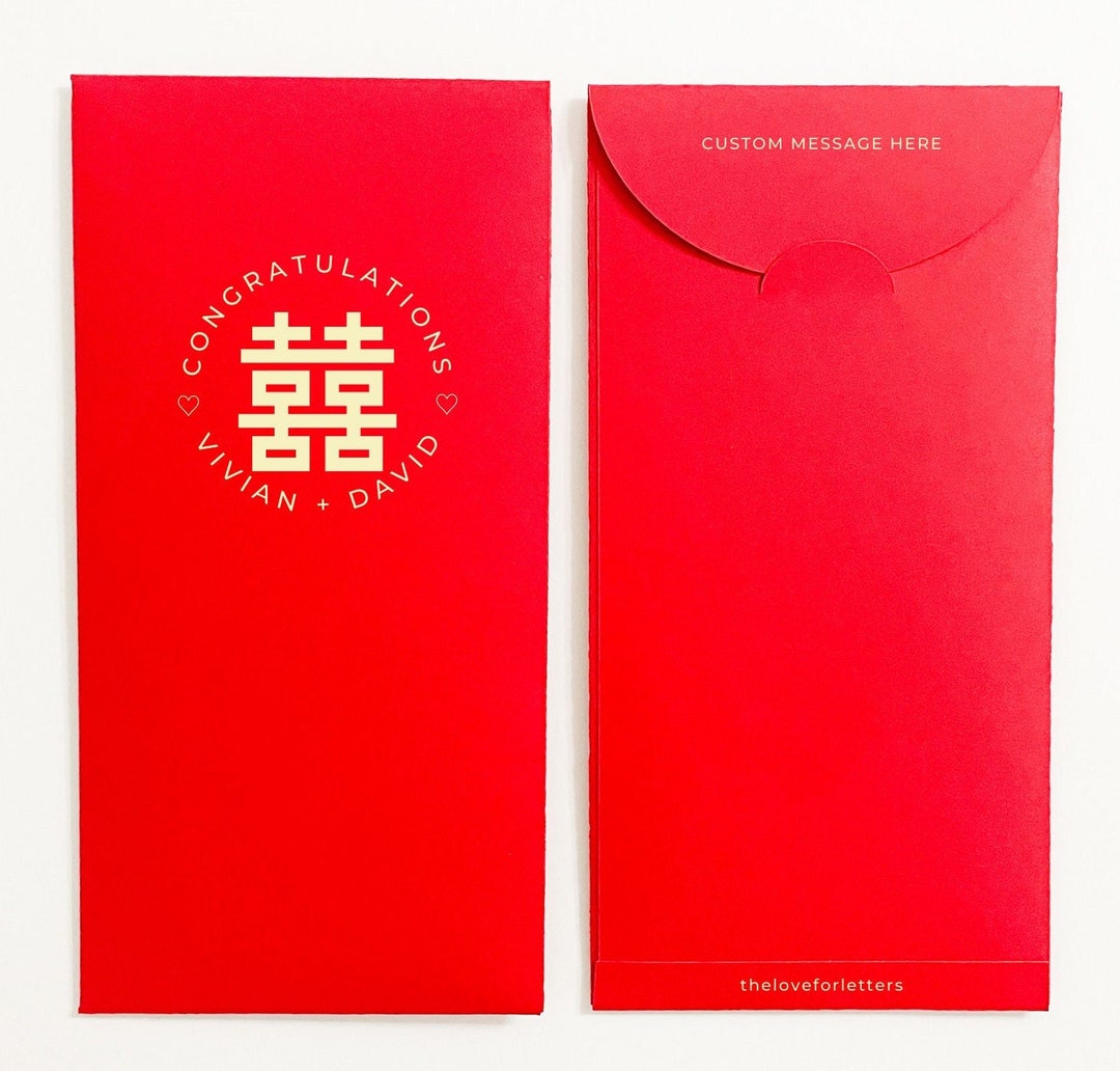Lucky Red Envelope Double Happiness Happy Wedding Envelopes With Gold ...