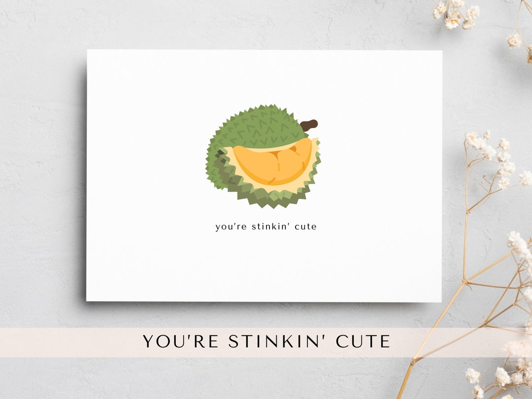 Greeting Card | You're Stinkin' Cute Durian | Valentines Day | Asian ...