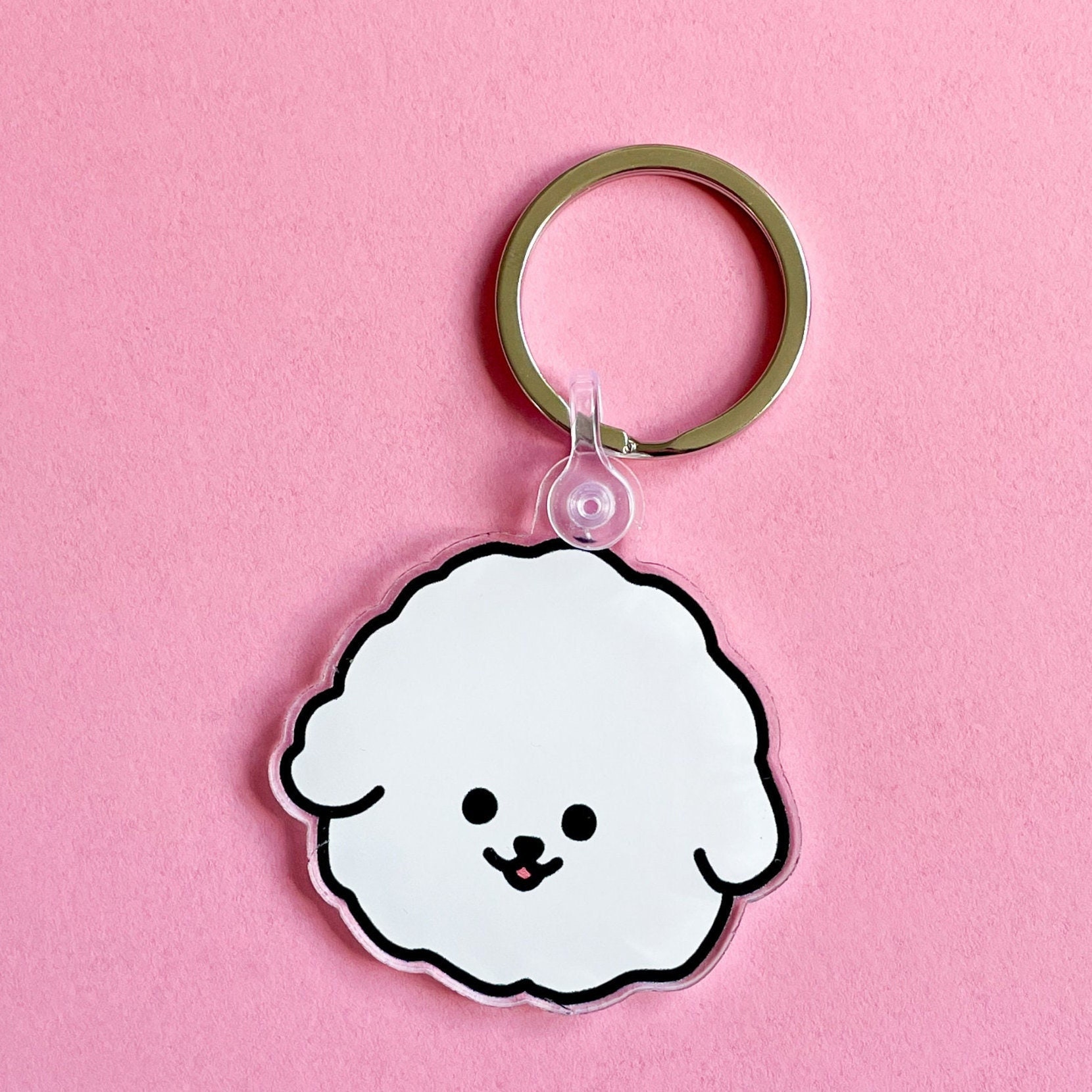 Dog Keychain Bichon Frise Acrylic Dog Keychain - Etsy