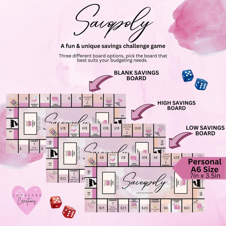 Saveopoly™ Savings Challenge Game – A6 Size | Budgeting | Cash Stuffing ...