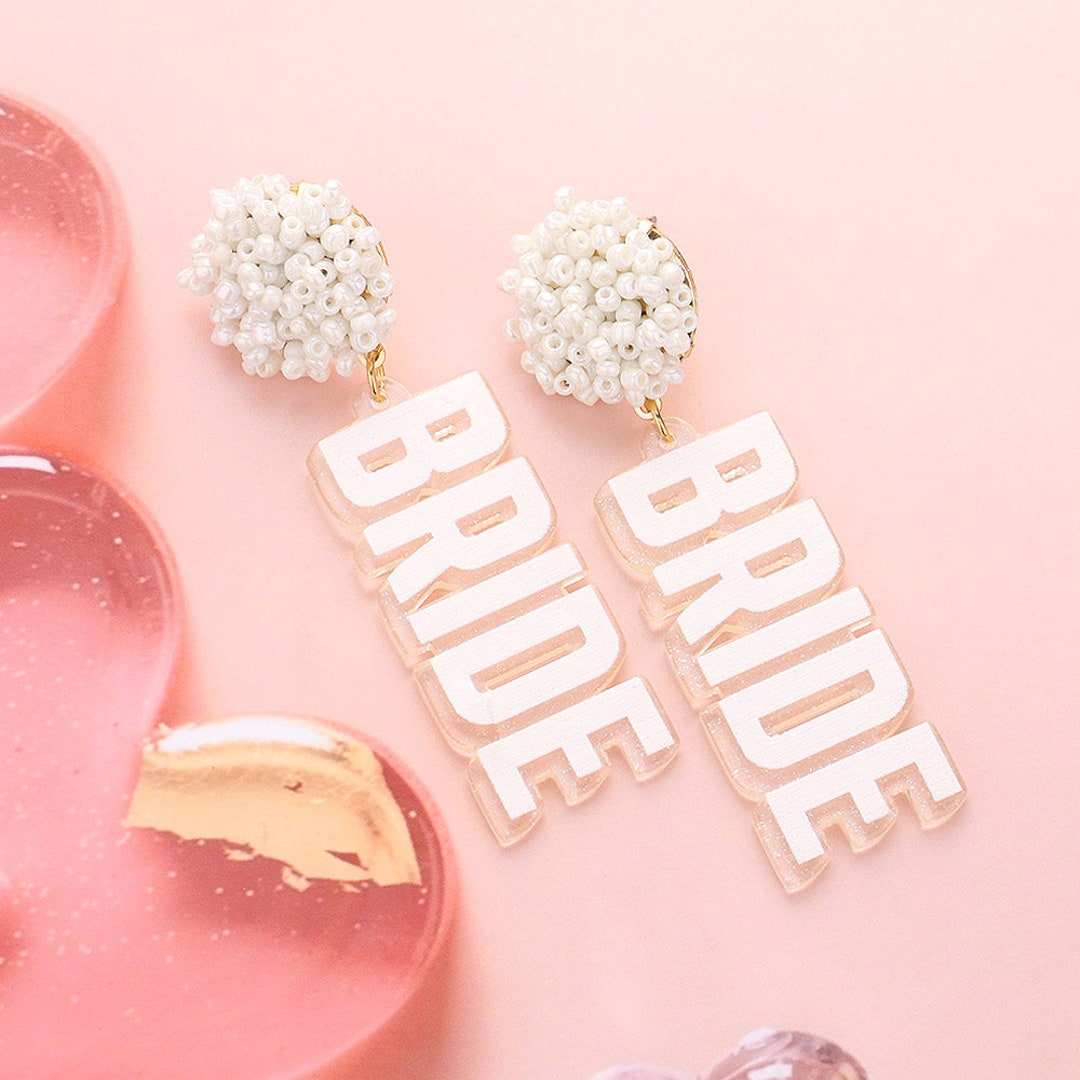 Resin Bride Earrings, Bachelorette Statement Earrings, Bride to Be ...