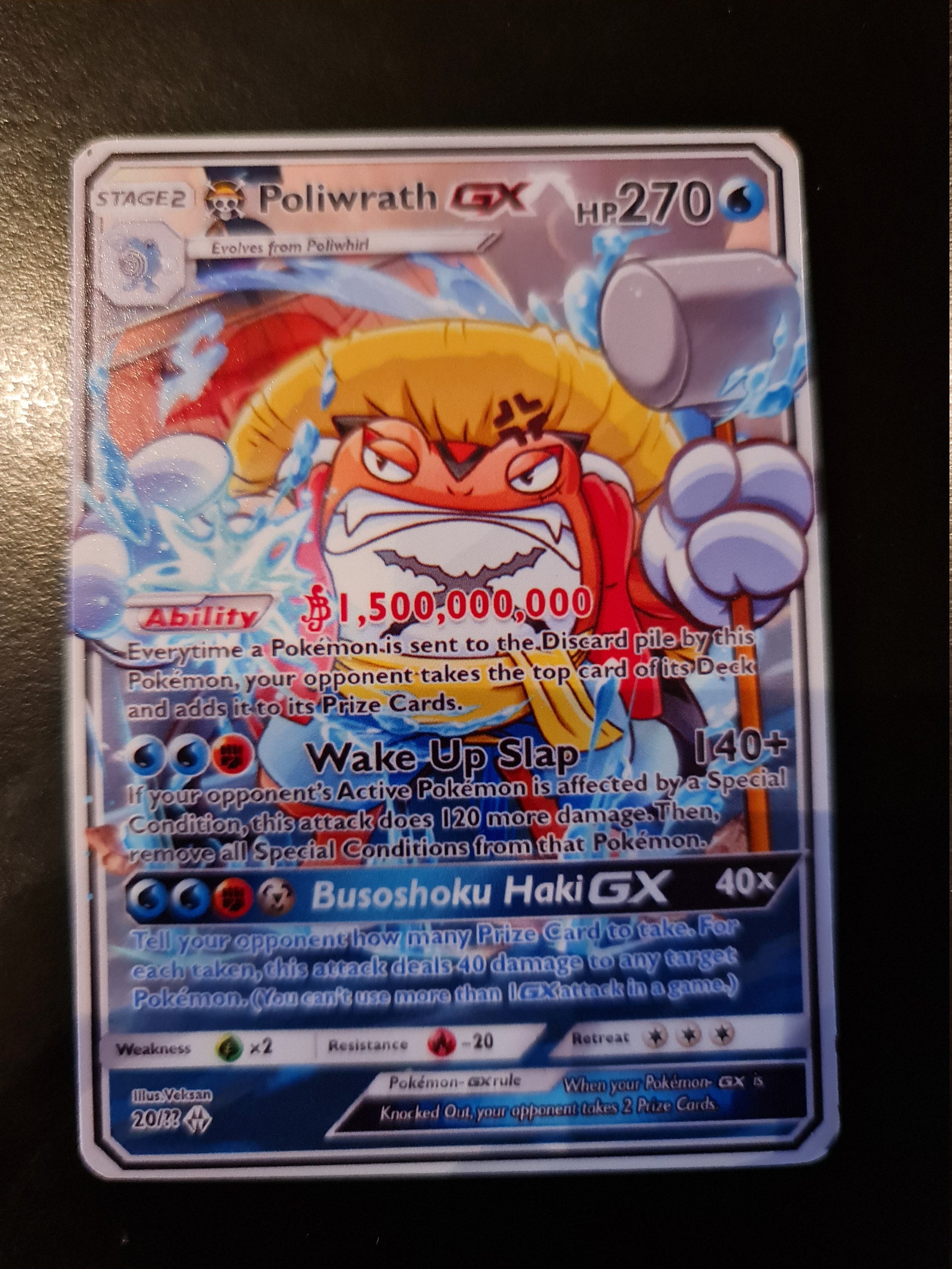 Poliwrath GX Luffy One Piece Pokemon Card Orica - Etsy UK