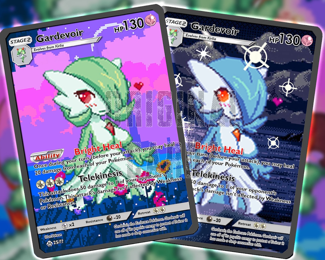 Gardevoir Pixel fanmade und Shiny form, benutzerdefinierte Karte - Etsy.de