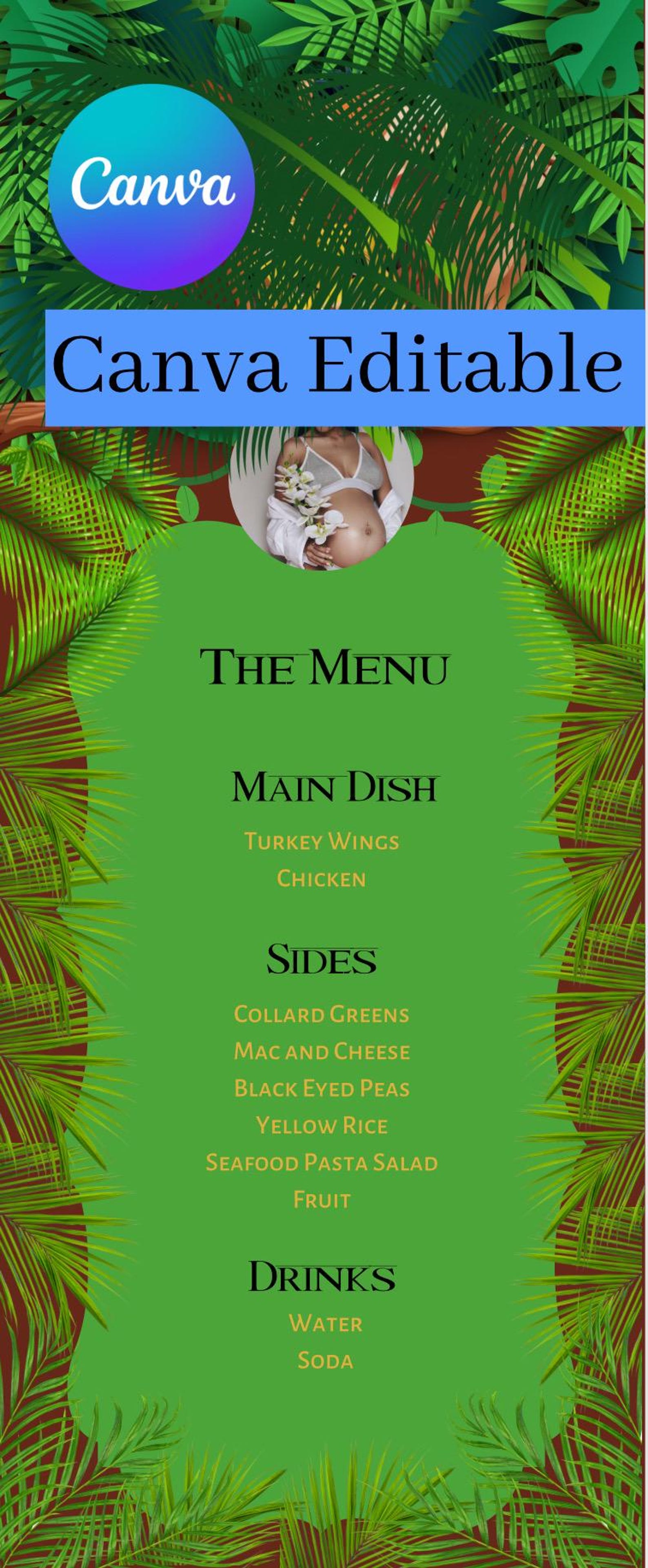 Jungle Theme Baby Shower Menus | the Lion King Theme *digital File ...