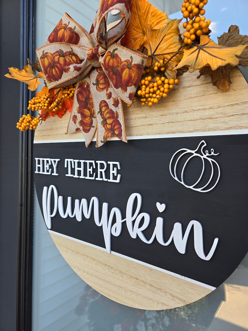Hey There Pumpkin, Fall Welcome Sign, Autumn Door Hanger, Fall Wreath ...