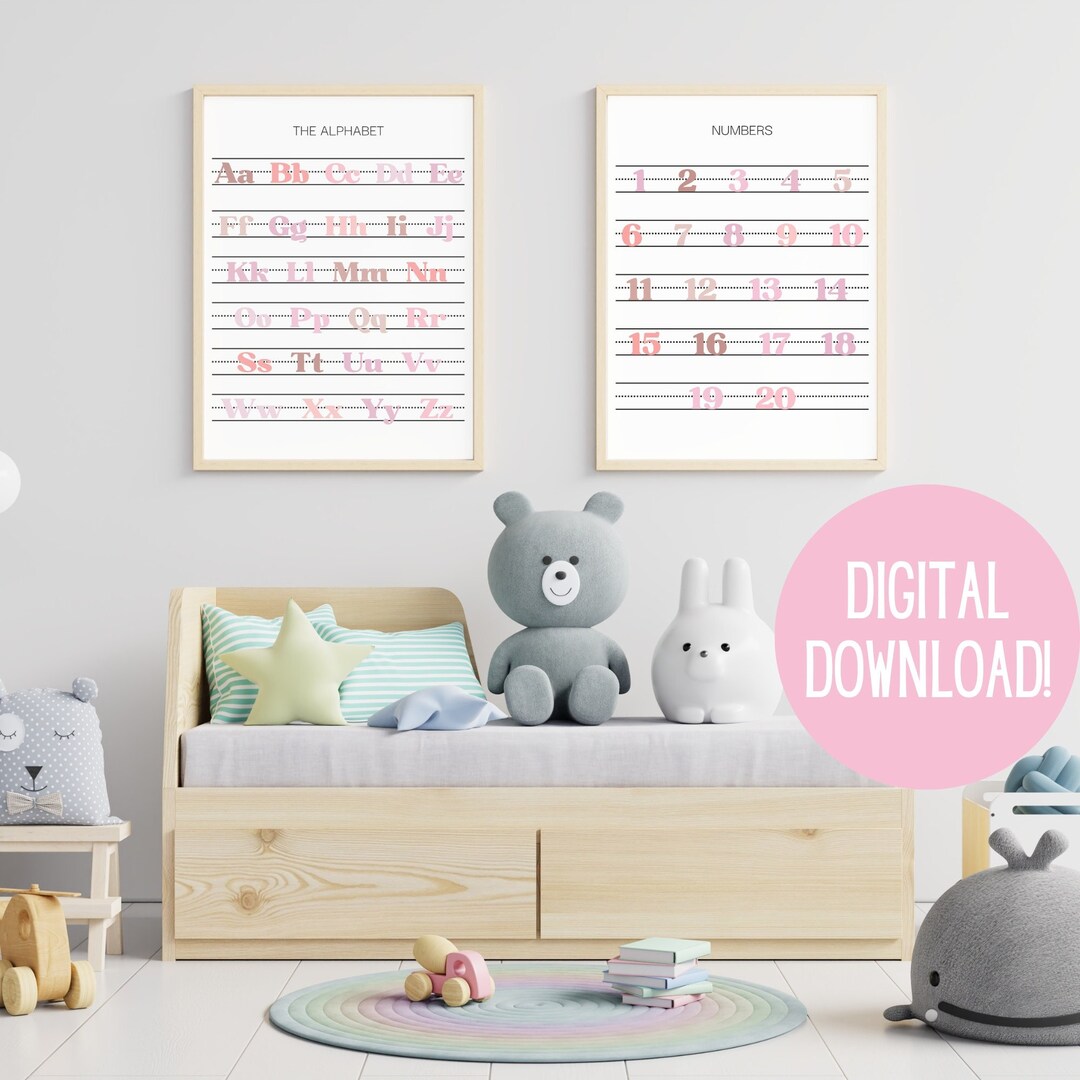 ABC Number Prints, ABC Poster, Number Poster, Homeschool Posters ...